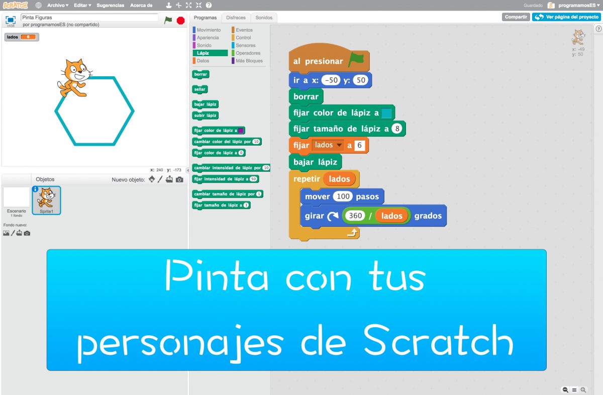 Dibujando con los personajes de Scratch. – Programamos